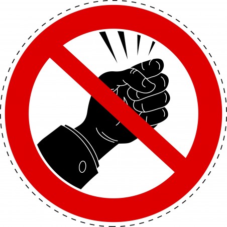 Panneau Autocollant D’Interdiction - Ne Pas Frapper Diamètre 5 cm