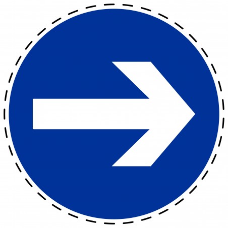 Panneau Autocollant D’Obligation - Obligatoire Droite Diamètre 5 cm