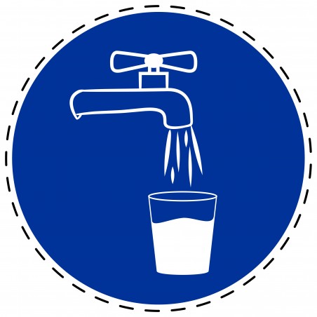 Panneau Autocollant D’Obligation - Eau Potable Diamètre 5 cm